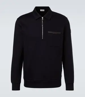 Moncler Cotton-blend Half-zip Sweater - Blue