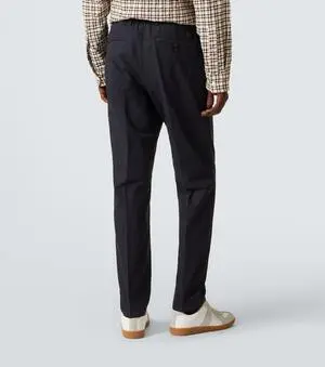 Moncler Cotton-blend Straight Pants - Blue