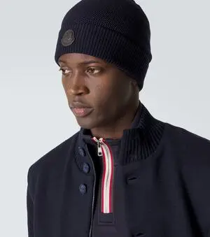 Moncler Logo Virgin Wool Beanie