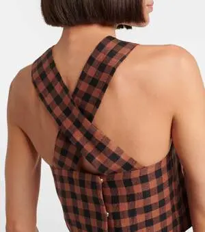 Asceno Checked Linen Top
