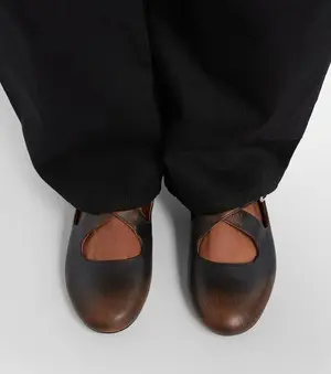 Alaïa Leather Ballet Flats - Brown