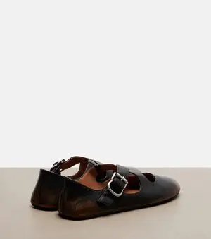 Alaïa Leather Ballet Flats - Brown