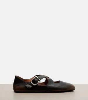 Alaïa Leather Ballet Flats - Brown