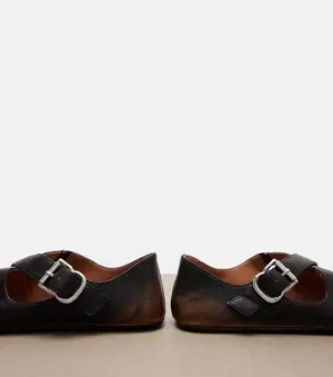 Alaïa Leather Ballet Flats - Brown