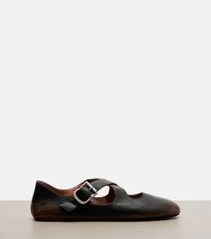 Alaïa Leather Ballet Flats - Brown