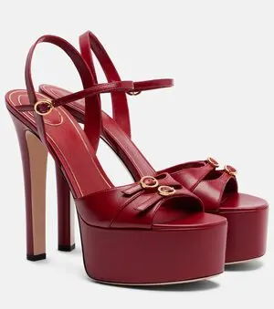 Valentino Garavani Crasher 145 Leather Platform Sandals - Red
