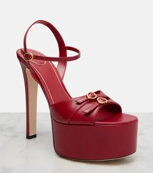Valentino Garavani Crasher 145 Leather Platform Sandals - Red