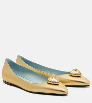 Valentino Garavani Gold Tone Flats For Women
