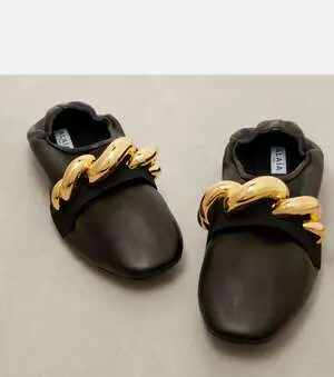 Alaïa Embellished Leather Ballet Flats