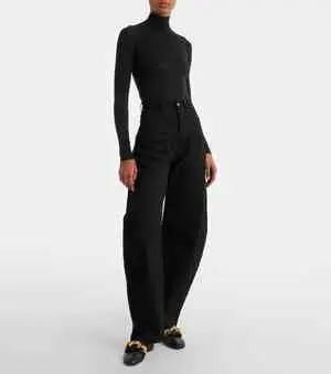 Alaïa Embellished Leather Ballet Flats
