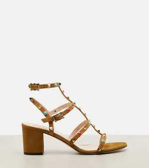 Valentino Garavani Rockstud Embellished Suede Sandals