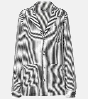 TOM FORD Striped Oversized Silk Shirt - Black