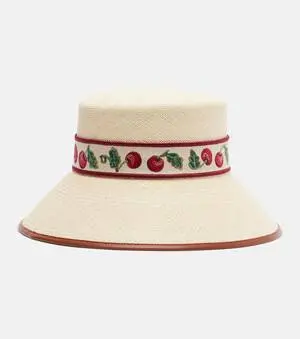 Valentino Garavani Straw Bucket Hat With Cherry Motif