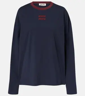 Miu Miu Logo Cotton Jersey T-shirt