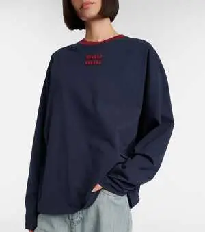 Miu Miu Logo Cotton Jersey T-shirt