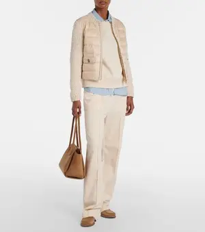 Moncler Down-paneled Boucle-trimmed Zip-up Cardigan