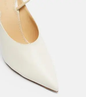 Magda Butrym Leather Pointed Open Toe Pumps With Buckle Ankle Strap