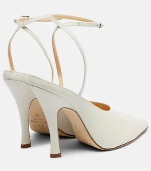 Magda Butrym Leather Pointed Open Toe Pumps With Buckle Ankle Strap