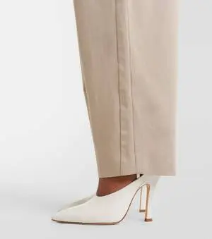 Magda Butrym Leather Pointed Open Toe Pumps With Buckle Ankle Strap
