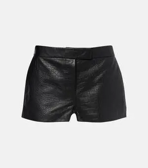 Alex Perry Croc-effect Leather Shorts
