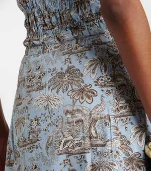 Staud Floral Cotton Midi Skirt - Blue