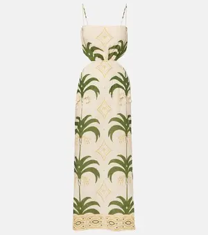 Johanna Ortiz Printed Cotton And Linen Midi Dress - White