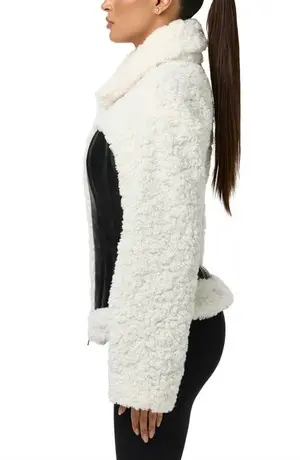 Naked Wardrobe High-pile Fleece Jacket With Faux-fur Trim