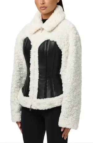 Naked Wardrobe High-pile Fleece Jacket With Faux-fur Trim