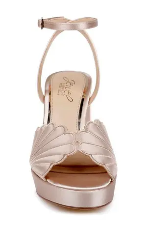 Badgley Mischka Paola Platform Sandals - Dark Beige Satin