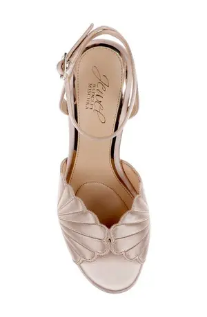 Badgley Mischka Paola Platform Sandals - Dark Beige Satin