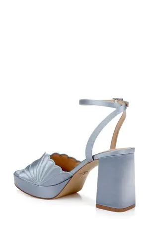 Badgley Mischka Paola Platform Sandals - Mist Blue Satin