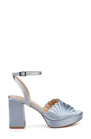 Badgley Mischka Paola Platform Sandals - Mist Blue Satin