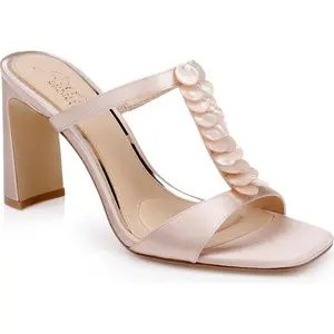 Badgley Mischka Pacifica Block Heel Sandal - Dark Nude Satin