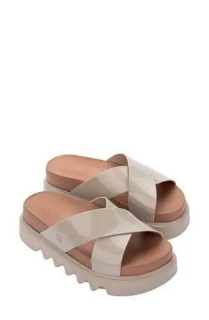 Melissa Cozy Cross Platform Slide Sandal - Beige/brown