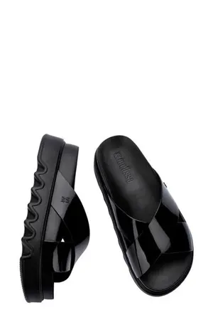 Melissa Cozy Cross Platform Slide Sandal - Black