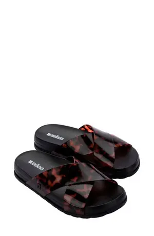 Melissa Cozy Cross Platform Slides - Black/tortoise