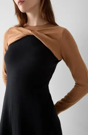 LK BENNETT Aletta Long Sleeve Knit Midi Dress