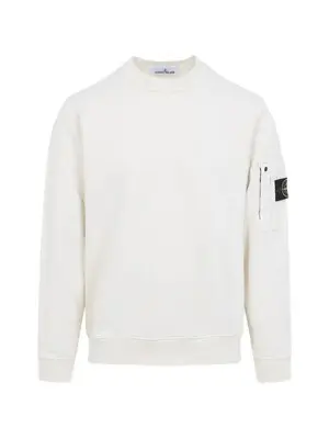 Stone Island Sweatshirt With Sleeve Logo - White