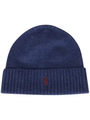 Polo Ralph Lauren Knitted Beanie With Polo Pony - Blue
