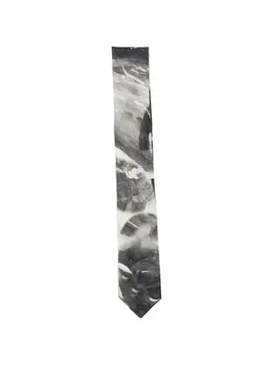 ALYSI Printed Silk Neck Tie - Black