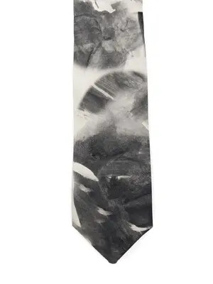 ALYSI Printed Silk Neck Tie - Black