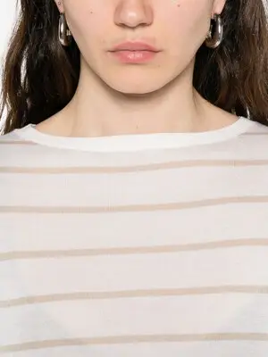 Max Mara Cashmere And Silk Striped Sweater - Beige