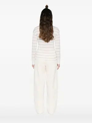 Max Mara Cashmere And Silk Striped Sweater - Beige