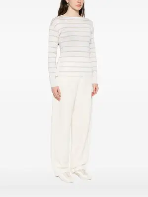 Max Mara Cashmere And Silk Striped Sweater - Beige