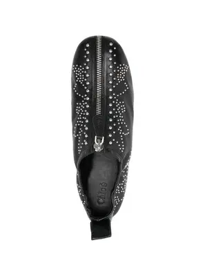 Chloé Susanna Studded Pointed Toe Zip Up Flats - Black