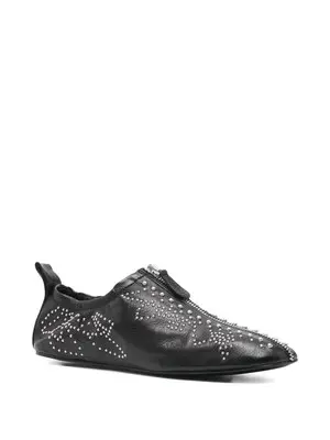 Chloé Susanna Studded Pointed Toe Zip Up Flats - Black