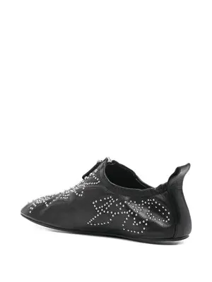 Chloé Susanna Studded Pointed Toe Zip Up Flats - Black