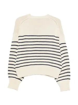 ALYSI Striped Cotton Crewneck Sweater