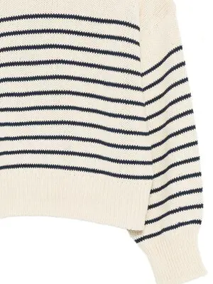 ALYSI Striped Cotton Crewneck Sweater