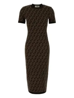 Fendi Ff Cotton Dress - Brown